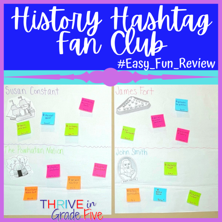 History Hashtag Fan Club - A Fun, Easy Review Idea - Thrive in Grade Five