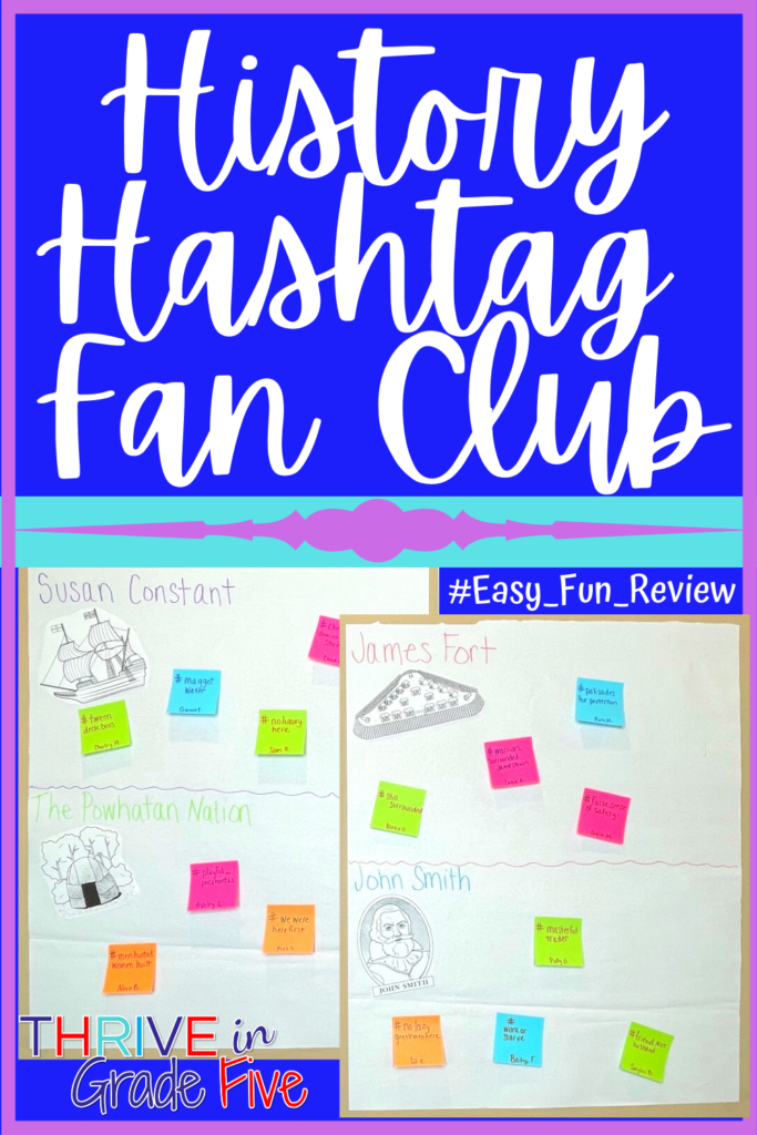 History Hashtag Fan Club - A Fun, Easy Review Idea - Thrive in Grade Five