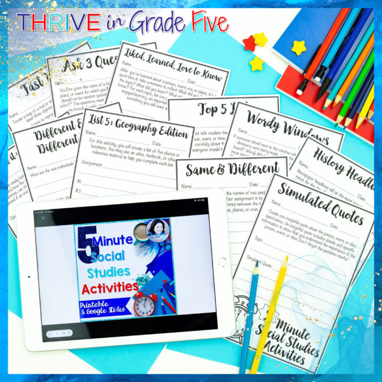 Easy Ideas for 5 Minute Social Studies Activities - Thrive in Grade Five