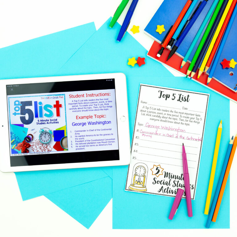 5 Activities for Early Finishers in Social Studies Class - Thrive in ...